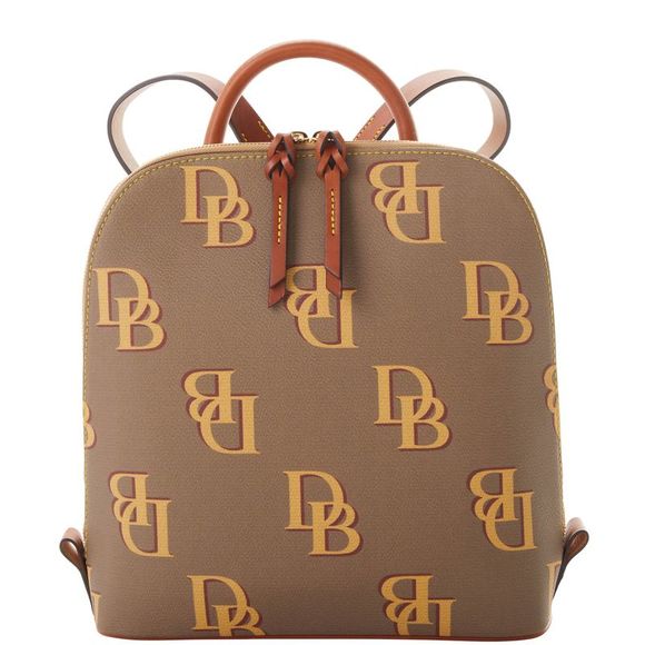 Dooney & Bourke | Bags | Dooney Bourke Monogram Zip Pod Backpack Taupe ...